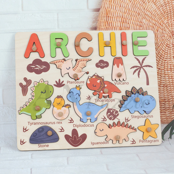 Personalized BusyBoard with Dinosaur, Custom Dinosaur Sensory Board fo ...