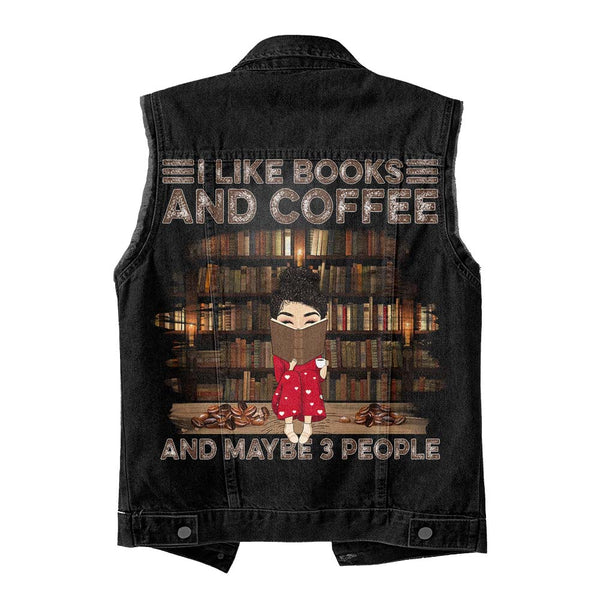 Premium Log Denim Vest - Gift For Women, Denim Vest Book, Reading Book ...