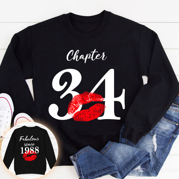 Chapter 34, Fabulous since 1988 34th birthday unique t shirt for woman ...